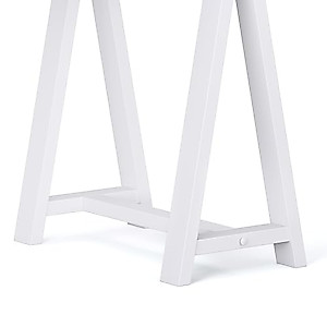 SIMPLIHOME Sawhorse SOLID WOOD Modern Industrial 60 inch Wide Home Office Desk, Writing Table, Workstation, Study Table Furniture in White