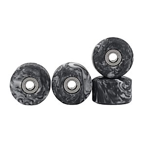 Teak Tuning Apex 61D Urethane Fingerboard Wheels - New Street Shape, 7.7mm Diameter - Ultra Spin Bearings - Made in The USA - Grey & White Swirl Colorway