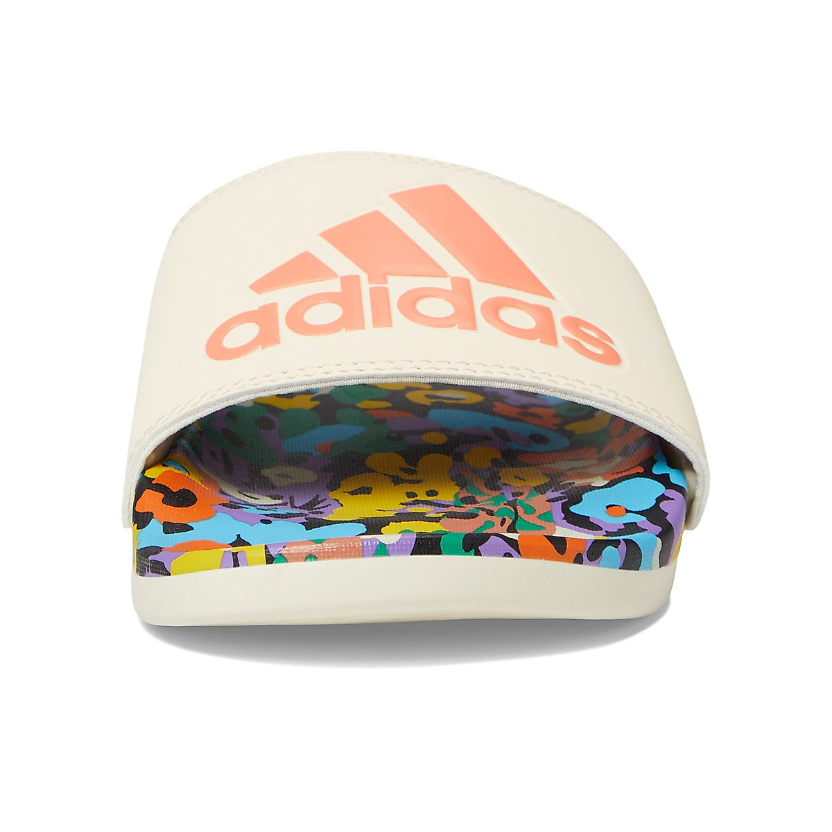 adidas Women's Adilette Comfort Slides Sandal, Ecru Tint/Coral Fusion/Ecru Tint, 6