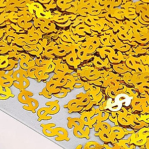 500Pcs Confetti Craft Sign, Money Sign Gold Money Sign Sequins, Glitter Gold Money Sign, Table Scatters Throwing Confetti for Casino Wedding Party Baby Bridal Shower Decorations Golden