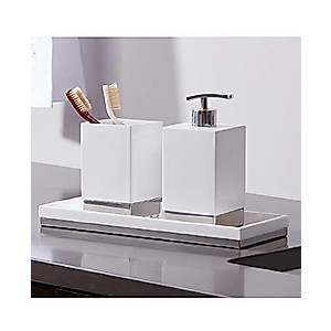 Roselli Trading Company Suites Bath Accessory Set, White/Stainless Steel Trim