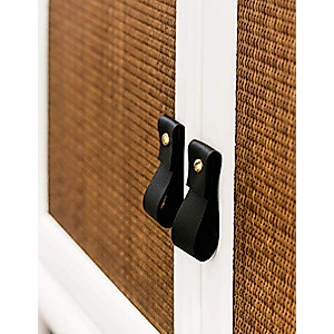 KEYAIIRA - Leather and Brass Drawer Pull - minimal furniture knobs modern kitchen handle pulls for cabinets farm house Scandinavian dresser hardware