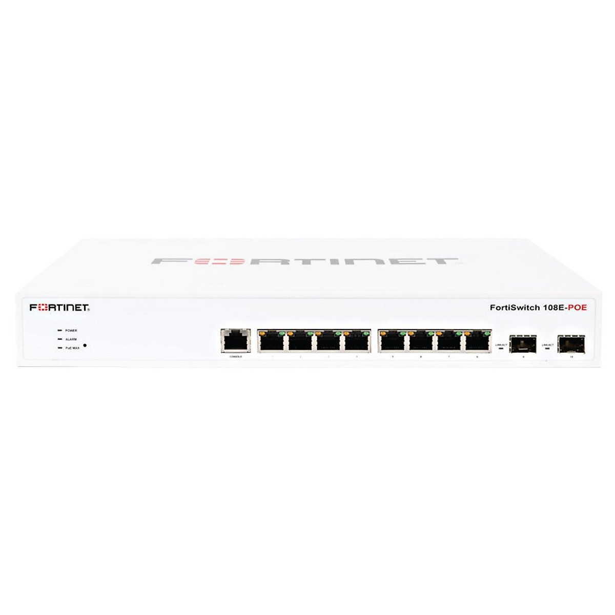 Fortinet FortiSwitch 108E-POE Layer 2 FortiGate Switch Controller Compatible PoE+ Switch - 8 x GE RJ45 Ports, 2 x GE SFP