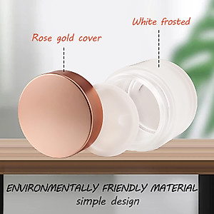 USRommaner 4 Pack 2 oz Frosted Glass Cream Jar,Empty Round Sample Jar Pot with Screw Lids&Inner Liner,Travel Storage Jar Container for Lotion, Eyeshadow,Moisturiser,gel-Rose Gold Lids