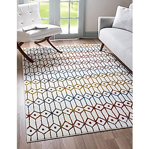 Rugs.com Lattice Trellis Collection Rug – 8' x 10' Multi Low-Pile Rug Perfect for Living Rooms, Large Dining Rooms, Open Floorplans