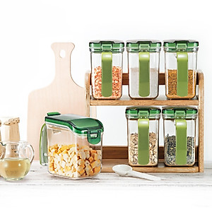 Lock & Lock Slim Dryfood / Seasoning Canister Case Organizer 15 Oz 6pcs Set