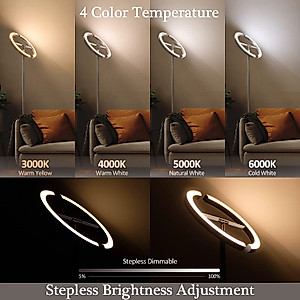 FIMEI Split Floor Lamp, Modern Bright LED Rotatable Floor Lamp with Reading Light for Home, Standing Lamp with Stepless Dimming and 3000K-6000K Color Temperature, Touch and Remote Control-Black