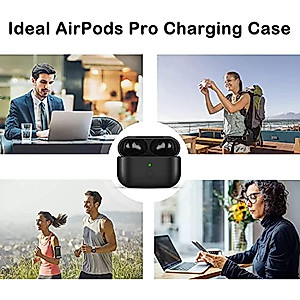 Wireless Charging Case Compatible with AirPods Pro, Qi-Certified for Airpods Pro Charger Replacement Cases, Support Bluetooth Pairing&Sync Button, 660 Mah Built-in Battery, Black(Earbuds Not Included)