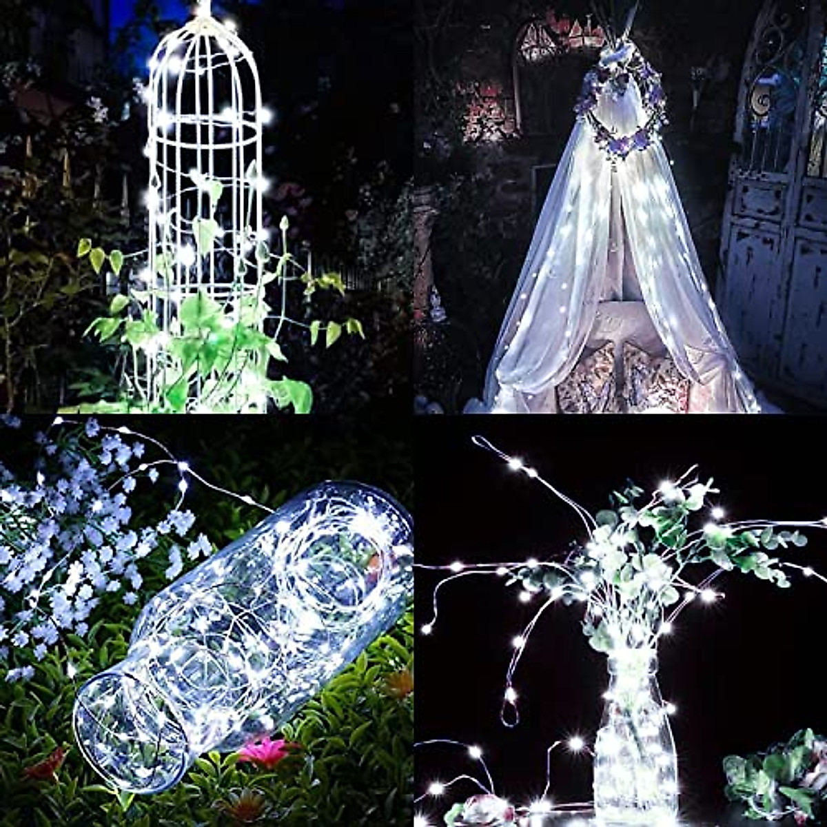 suddus Solar Fairy Lights Outdoor Waterproof, 2 Pack 33ft 100 LED Solar Twinkle Lights, White Solar Christmas Lights for Backyard Trees Patio Deck Garden Birthday Party Wedding Decorations