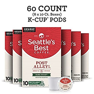 Seattle's Best Coffee Post Alley Blend Dark Roast K-Cup Pods | 6 boxes of 10 (60 Total Pods)