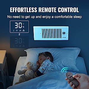 VEVOR Register Booster Fan, Quiet Vent Booster Fan Fits 4” x 12” Register Holes, with Remote Control and Thermostat Control, Adjustable Speed for Heating Cooling Smart Vent, White