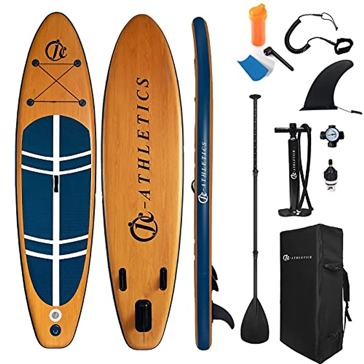 Inflatable Stand Up Paddle Board (6 Inches Thick), ISUP Package W/Premium SUP Accessories & Backpack, Non-Slip Deck,Fins, Adjustable Paddle, Leash, Hand Pump,Standing Boat for Youth & Adult
