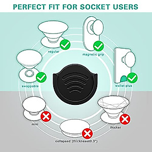 pop-tech Car Grips Mount for Phone Stand, 2 Pack Car Phone Holder for Collapsible Grip/Socket Mount Users with 3M Sticky Adhesive Replacement Used on Dashboard, Home, Desk, Wall - Black