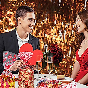 120 Pieces Valentine Cellophane Bags Valentine Gift Bags Valentine Treat Bags Goodies Bags with 150 Pieces Twist Ties for Valentine Party Favor Supplies