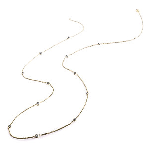 Mia Sarine Yellow Gold Plated 925 Sterling Silver Bezel Set CZ By the Yard 30 Inch Station Chain Necklace for Women Yellow