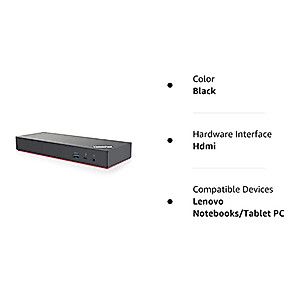Lenovo ThinkPad Thunderbolt 3 Dock Gen 2 135W (40AN0135) Dual UHD 4K Display Capability, 2 HDMI, 2 DP, USB-C, USB 3.1 with 3 Years Warranty Card