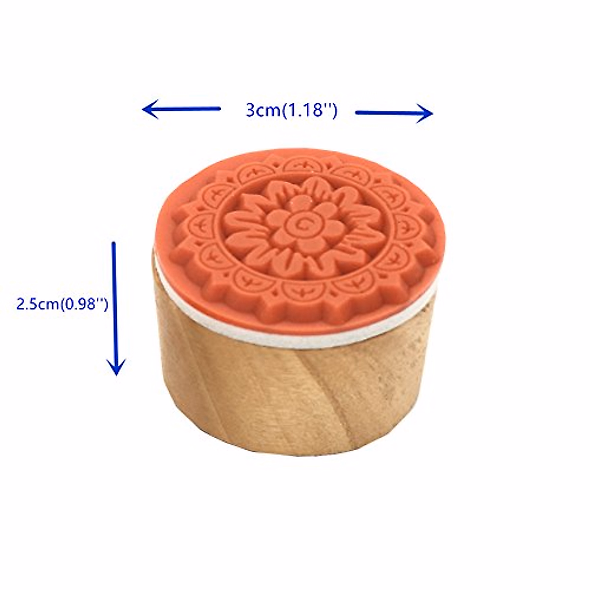6 Pcs Flower Pattern Round Wooden Rubber Stamp for Scrapbooking and Wedding Invitation Cards (Flower Design)