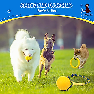 petsYa Ball Dog with Rope and Dog Ring Flying Traning chew Dog Toys Soft Foam Ball for Fetching Soaring Flying Ring