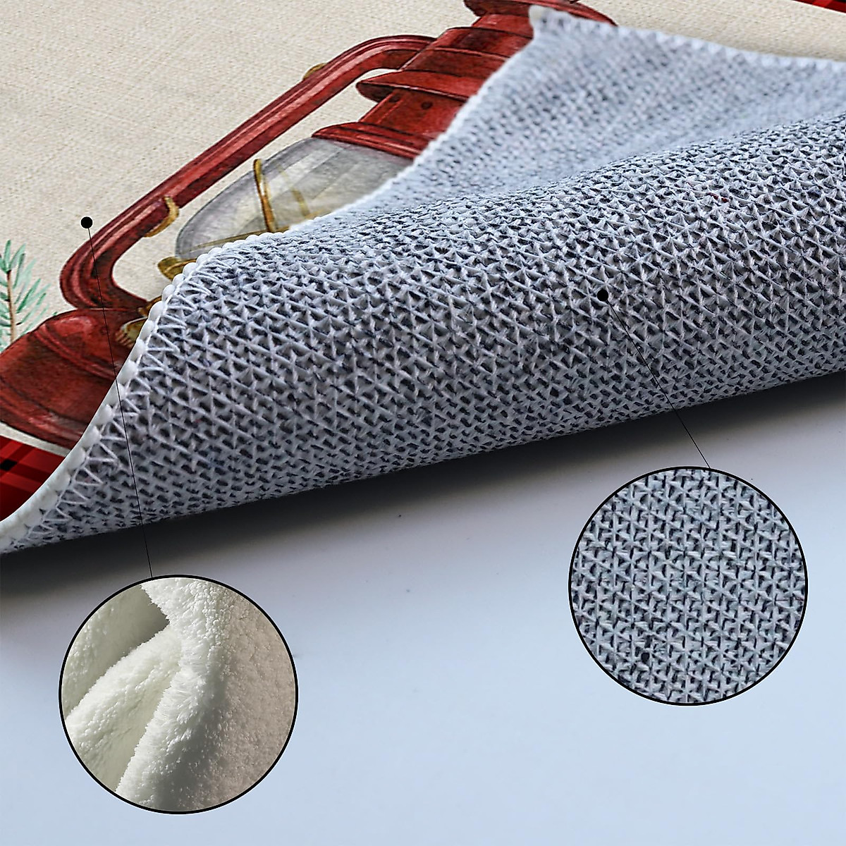 Christmas Bird Area Rug Carpet for Kids Teen Girls Boys Bedroom, Living Room, Washable Outdoor Indoor Accent Throw Runner Floor Mat Area+Rug Retro Red Buffalo Plaid Lattice 3.3FT(Round)