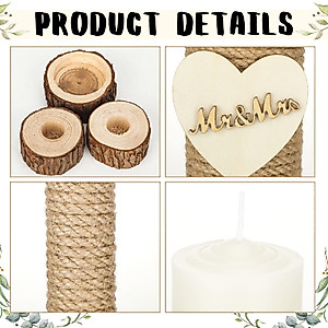 3 Pcs Rustic Unity Candles for Wedding Ceremony Set Mr and Mrs Burlap Wedding Candles 1(5.9'') Pillar 2(9.8'') Taper Candles for Weddings Ceremony Events Decor Emergency Lighting (Romantic Style)