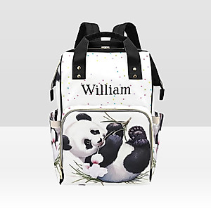 Personalized Panda Diaper Bag Backpack with Name Custom Mommy Nursing Baby Bags Nappy Bag Travel Daypack for Woman Gifts