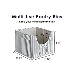 StorageWorks Closet Storage Bins, Open Front Cube Storage Bins with Cutout Window and 2 Handles, Foldable Fabric Clothes Organizer, Gray and White Stripes, 2-Pack