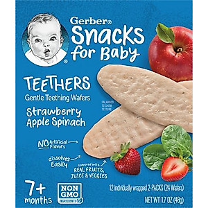 Gerber Snacks for Baby Teethers, Strawberry Apple Spinach, 1.7 oz Box (12 Pack)