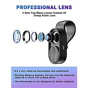 APEXEL Phone Microscope, Pocket Microscope iPhone Camera Lens Attachment Microscope 100X Microscopes With Universal Clip Fits for All Smartphone Portable Micro Loupe Lens for Kids Adults Trichome Coin