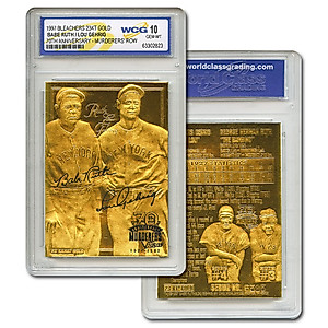 Babe Ruth & Lou Gehrig Murderer's Row 23KT Gold Card Sculpted Graded GEM Mint 10