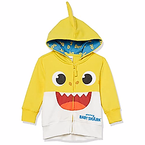 Pinkfong Boys Zip Up Big Face Hoodie-Baby Shark Yellow Toddler Size 2T-5T, 3T