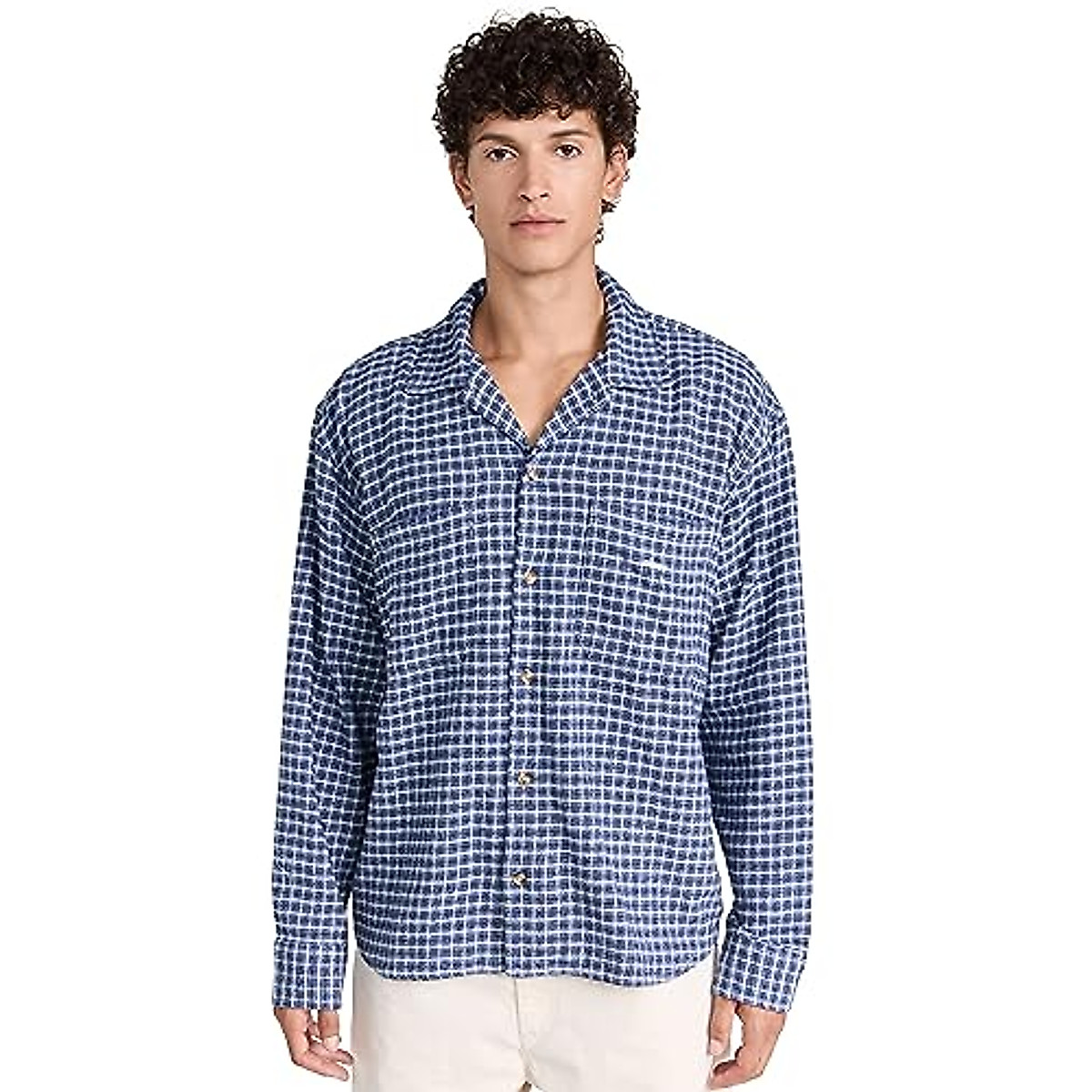 Obey Men's Bigwig Micro Plaid Woven Shirt, Silver Grey Multi, M