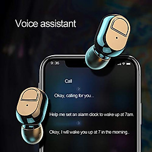 Heave True Wireless Earbuds,Touch Control Mini Bluetooth 5.1 Earphones Mini Portable Stereo Headsets in‑Ear Hands-Free with Charging Bo(IPX7 Waterproof) for Sports/Driving/Travel Yellow