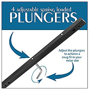 18” Precision Steel Miter Bar Rail Runner with Adjustable Spring Loaded Plungers For DIY Table Saw Crosscut Sleds, Jigs and Fixtures to Slide in 3/4 inch by 3/8 inch Miter Slots