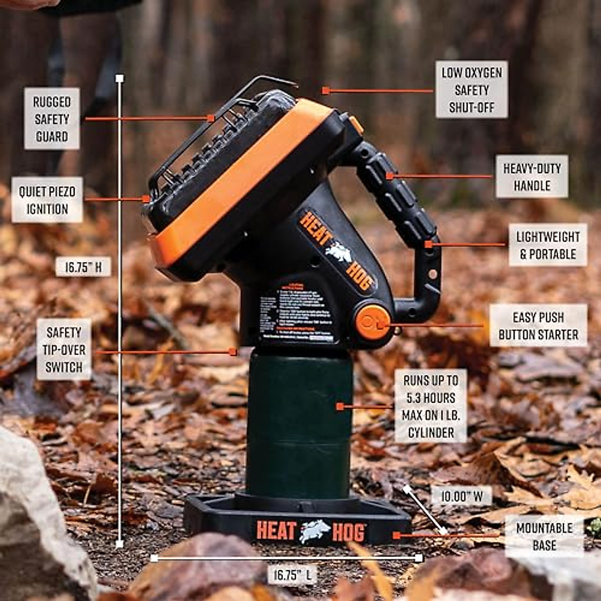 Heat Hog 4,000 BTU Portable Propane Radiant Space Heater, Indoor, Outdoor, Garage, Camping, Outdoor Sports, Boating, RVs, Angled Design, Gas Powered