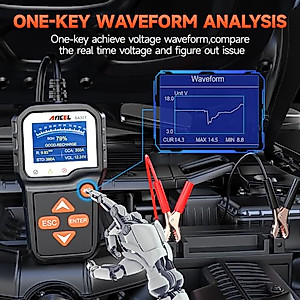 ANCEL BA301 6V 12V Car Battery Tester, 100-2000 CCA Automotive Load Tester Alternator Tester Auto Digital Battery Analyzer Cranking and Charging System Test Tool for Motorcycle Car Boat Truck SUV ATV