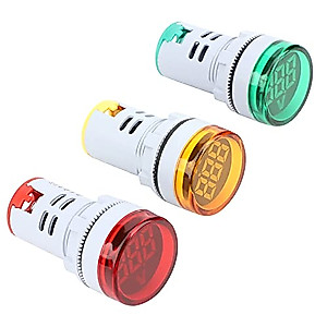 DROK AC 500V Voltage Meter, 3pcs AC 60-500V 110v 220v Voltage Monitor Digital Larger LED Screen Voltmeter Volt Detetor Green Red Yellow Signal Indicator Light Panel