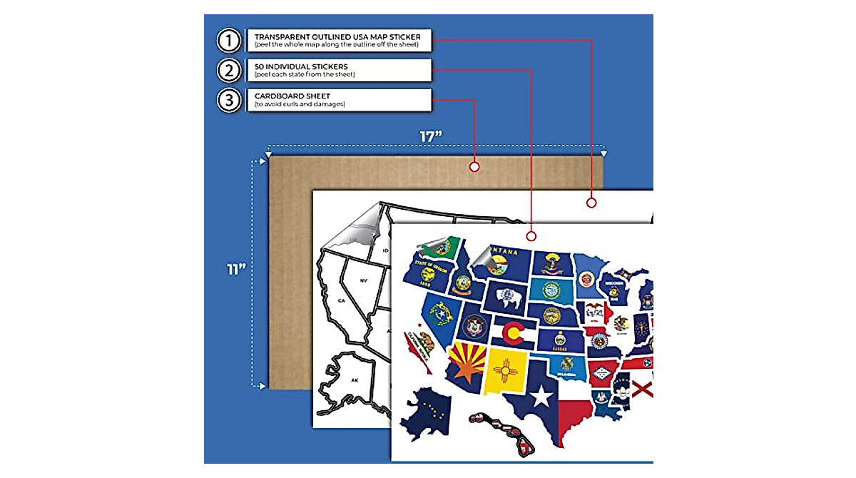 Travel USA Map Vinyl Sticker for RV and Camper - Waterproof Decal