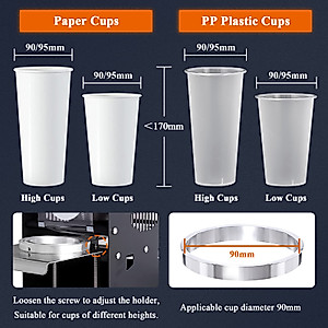 JIAWANSHUN Manual Cup Sealing Machine Electric Cup Sealer for Bubble Boba Milk Tea Cup Sealer for Height 170mm φ90mm/95mm Plastic and Paper Cup (110V)