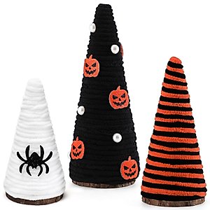 Huray Rayho 3 PCS Halloween Table Decorations Halloween Table Centerpiece Mini Trees Halloween Pumpkin Decor for Indoor Room Kitchen Home Tiered Tray Decor