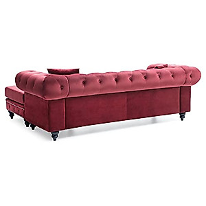 Glory Furniture Nola , Burgundy Sofa Chaise (3 Boxes), 31" H X 98" W X 37" D
