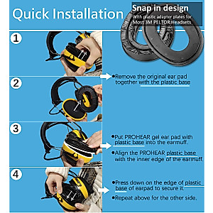 PROHEAR GEP01 Gel Ear Pads (Upgraded) for 3M PELTOR Headsets