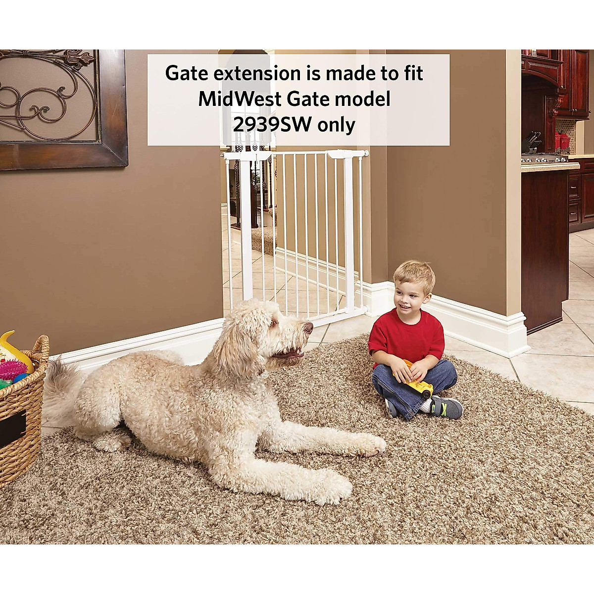MidWest Homes for Pets Steel Pet Gate Extension; Pet Gate Extension Measures 6' Wide x 39' High in Soft White (Fits MW Model # 2939SW)