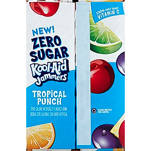 Kool-Aid Jammers Tropical Punch Zero Sugar Artificially Flavored Kids Soft Drink (10 ct Box, 6 fl oz Pouches)