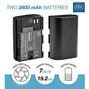 BM Premium 2 LP-E6N Batteries for Canon EOS R, EOS R5, EOS 90D, EOS 60D, EOS 70D, EOS 80D, EOS 5D II, EOS 5D III, EOS 5D IV, EOS 5Ds, EOS 6D, EOS 6D II, EOS 7D, EOS 7D Mark II, C700, XC10, XC15 Camera