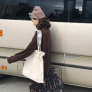 apfkkf Bucket Canvas Bag, Large-Capacity Shopping Bag, Stylish and Simple, Suitable for Ladies