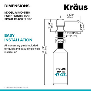 KRAUS Kitchen Soap and Lotion Dispenser in Brushed Gold, KSD-31BG