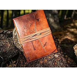 VALERY Vegan Leather Bound Journal – Slim A5 Lined Journals for Women and Men – Refillable Brown Writing Journal Notebook for Writers - Personalized Writing Gift Journal for Teachers Vegetarians