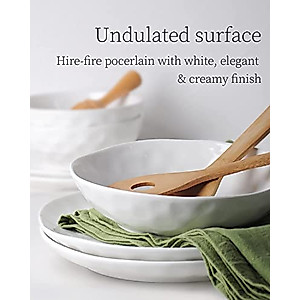 HOMBENE Large Dinnerware Set 16 Piece Service for 4, Plates and Bowls Sets, High-fired at 2372°F, for Dessert Salad and Pasta, Dishes Set w/Cereal Bowls