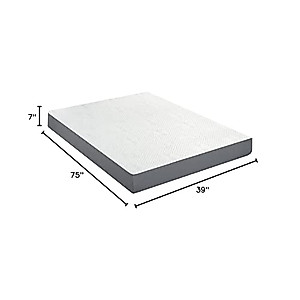 PrimaSleep 7 Inch Gel Infused Superior high-Density Memory Foam Mattress, CertiPUR-US® Certified, Gray, Twin