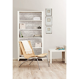 NuWallpaper NU3010 Grey and White Brick Peel & Stick Wallpaper, Multicolor